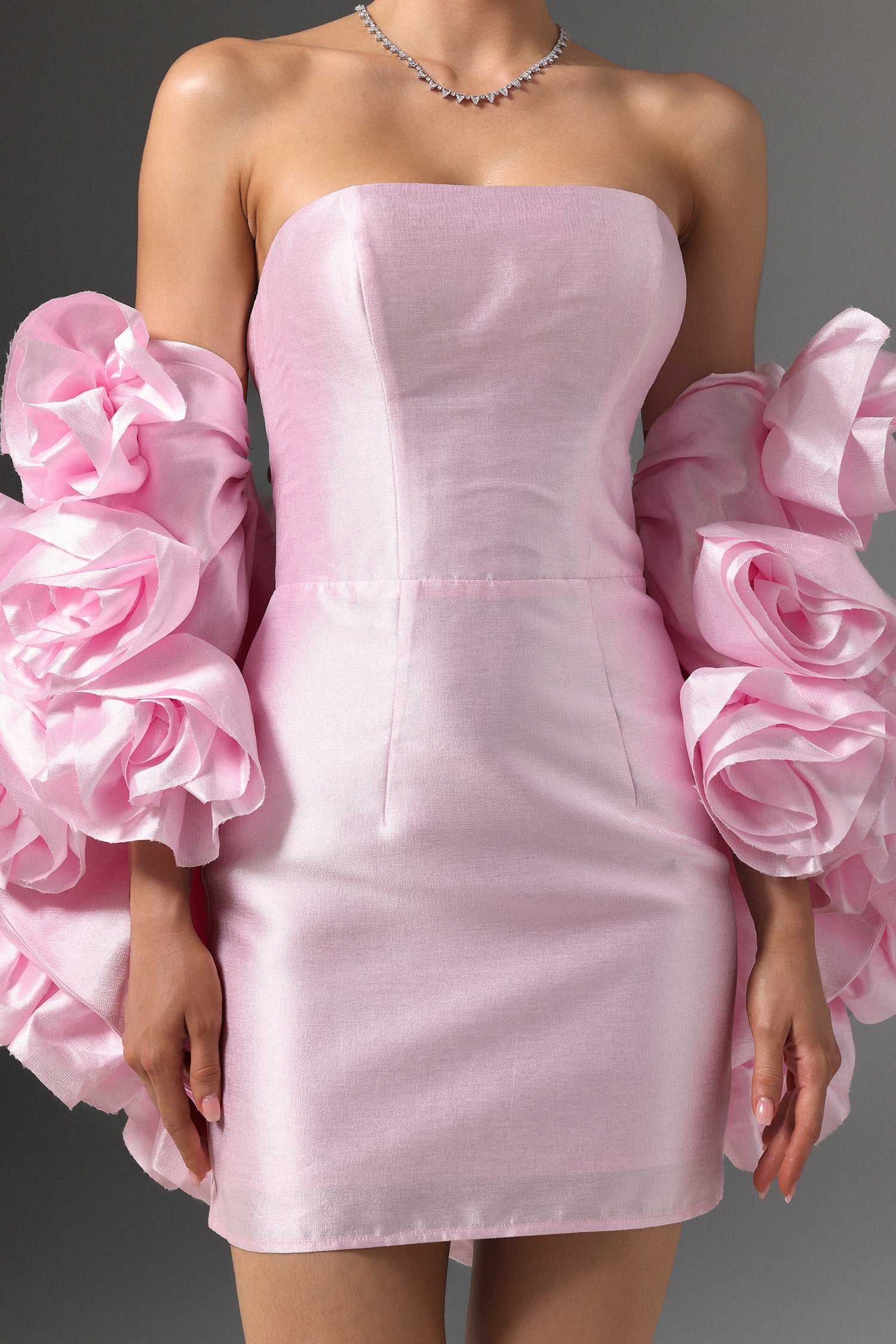 Vivi Strapless Floral Cape And Mini Dress Two-Piece Set | Goddiva