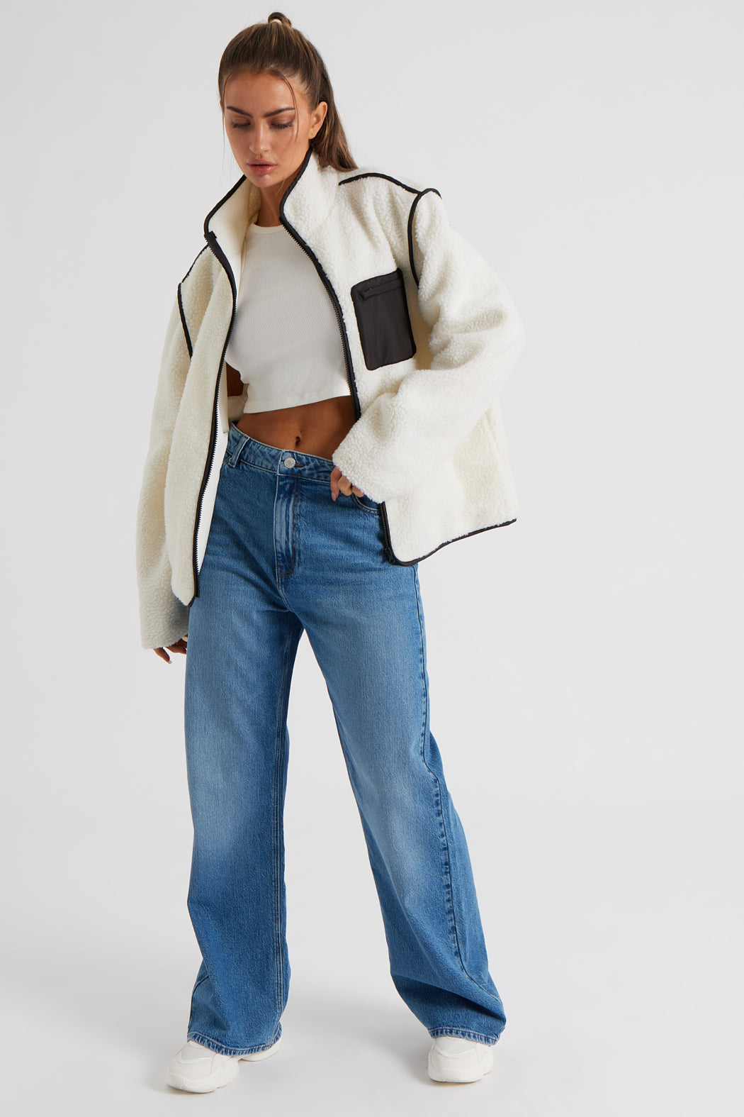 Cream Fleece Jacket | Goddiva